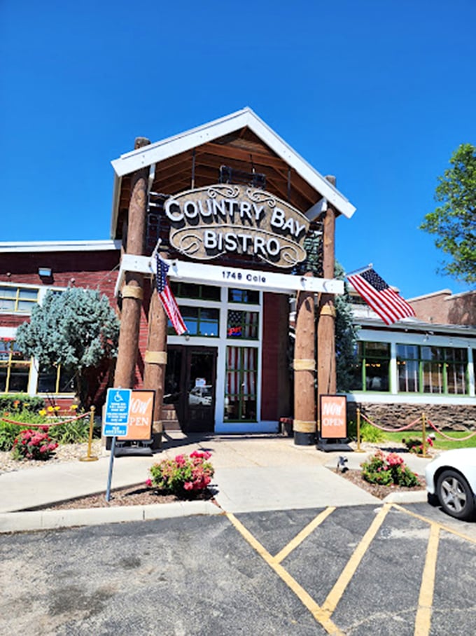 Sunlight bathes Country Bay's entrance in golden warmth—much like the butter on their perfect crab cakes.