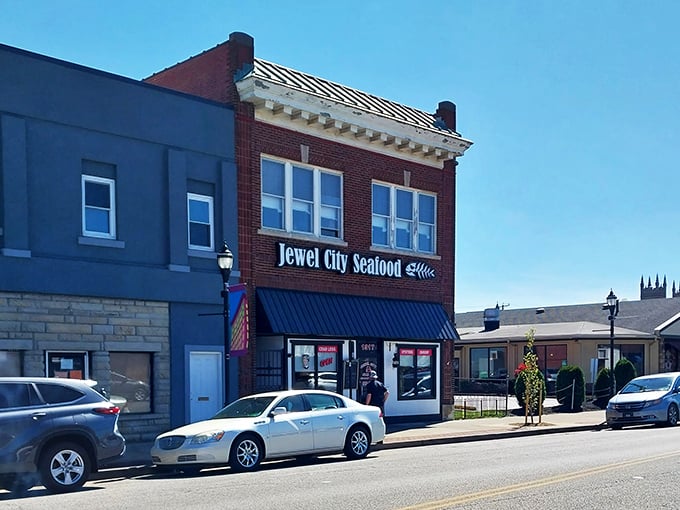 This brick building houses Huntington's answer to seafood cravings &ndash; straightforward signage for straightforward deliciousness.
