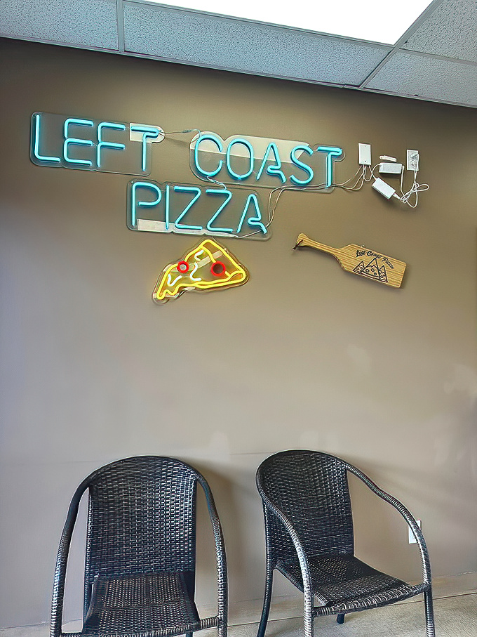  Left Coast Pizza: Where pizza has more west coast vibes than a Beach Boys album. That paddle on the wall isn't just decoration &ndash; it's foreshadowing deliciousness.