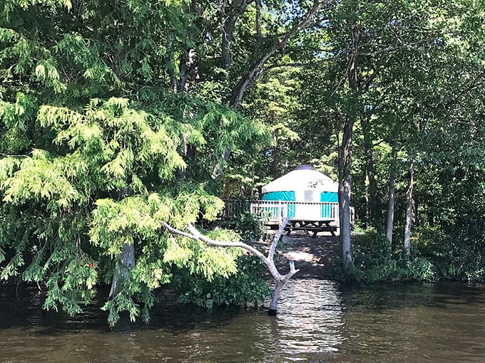Waterfront accommodations, Delaware-style! This charming yurt offers the perfect middle ground between roughing it and room service.