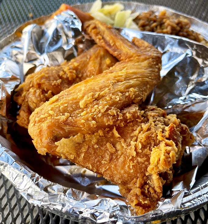 Golden-brown perfection that makes you question why you ever wasted time eating chicken anywhere else. The crunch is audible three tables away.