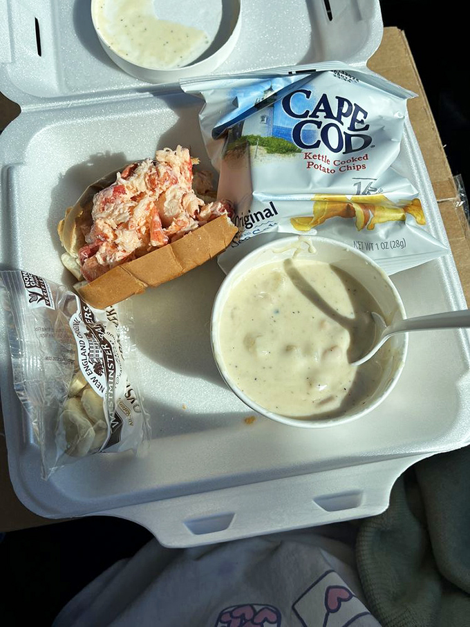 The ultimate New England power couple: a lobster roll and clam chowder, served with Cape Cod chips. Name a more iconic trio&mdash;I'll wait.