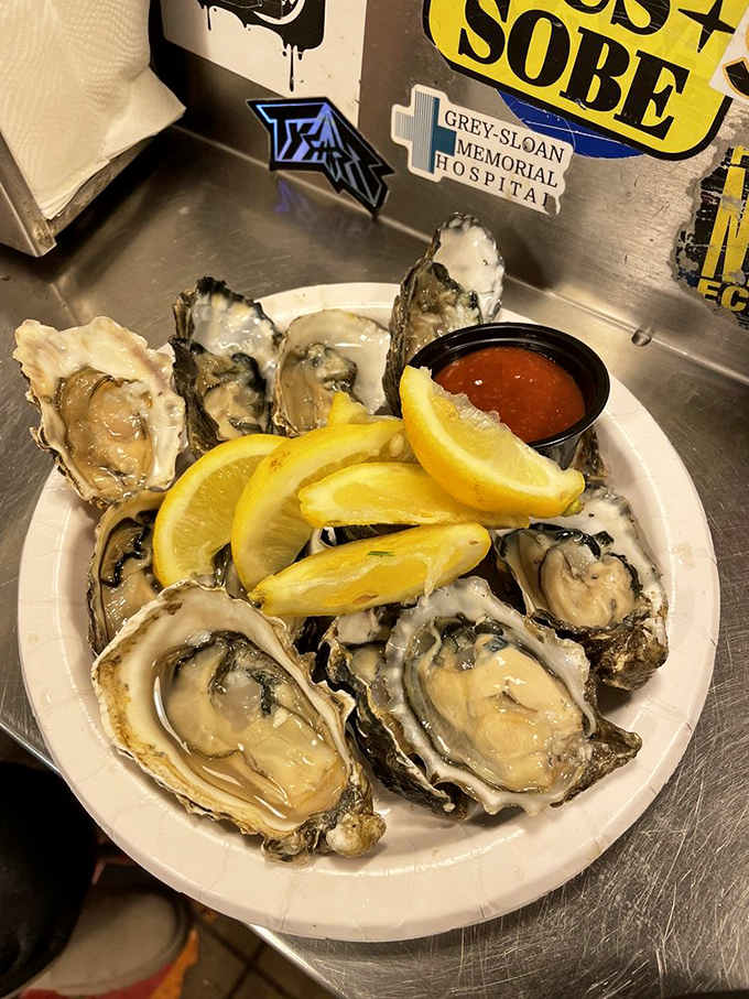These oysters aren't just served; they're showcased like the coastal treasures they are. Briny perfection with a squeeze of sunshine.