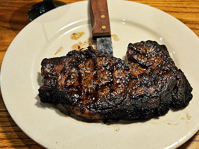 Behold the pinnacle of beef evolution: perfectly charred exterior, succulent interior. This steak doesn't need sauce&mdash;it just needs your undivided attention and respect.