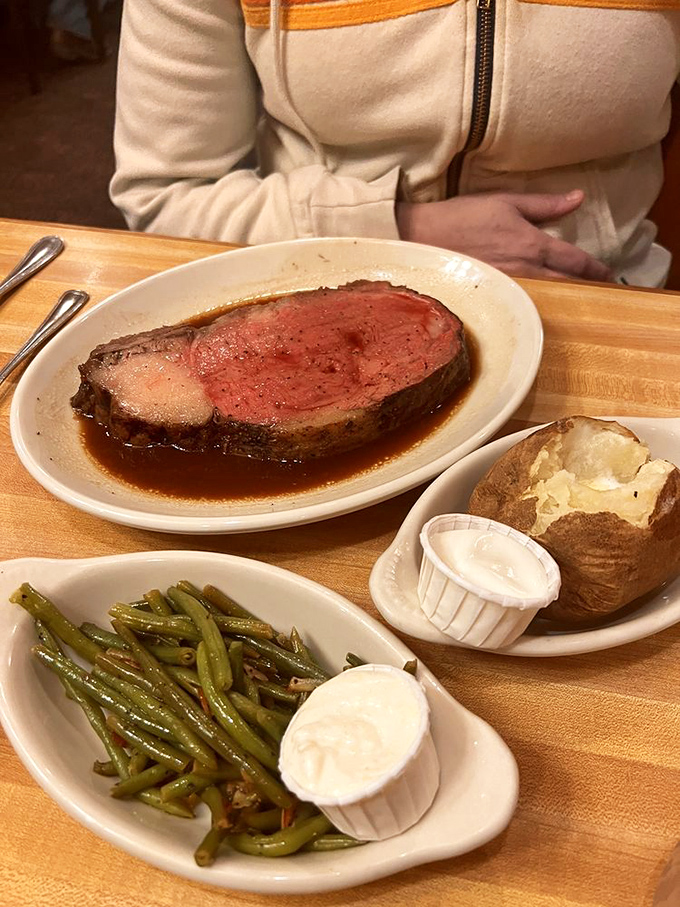 The star of the show in its natural habitat&mdash;prime rib so perfectly pink it could make a vegetarian question their life choices.