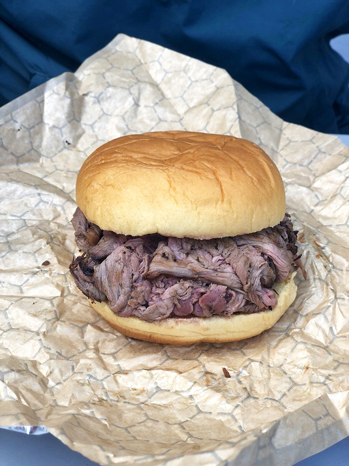 Behold the naked beauty of Baltimore's finest&mdash;thinly sliced, perfectly pink pit beef cradled in a humble kaiser roll. Simplicity at its most sublime.