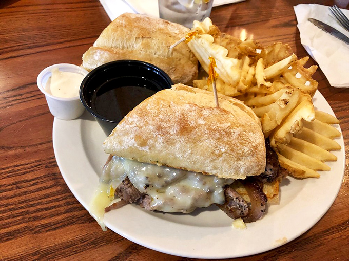 This isn't just a sandwich; it's a monument to the art of roast beef&mdash;tender, juicy, and served with fries that look hand-cut by someone who cares.