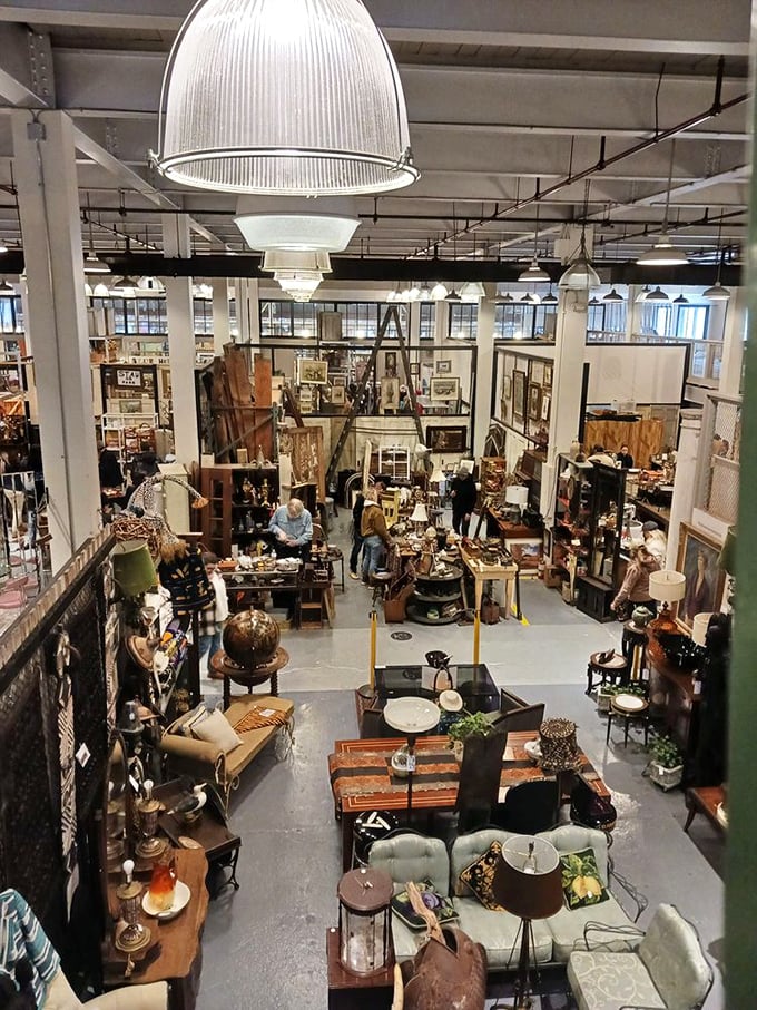 Mingling among the treasures, shoppers become part of the market's tapestry, hunting for that perfect piece with the focus of archaeologists.