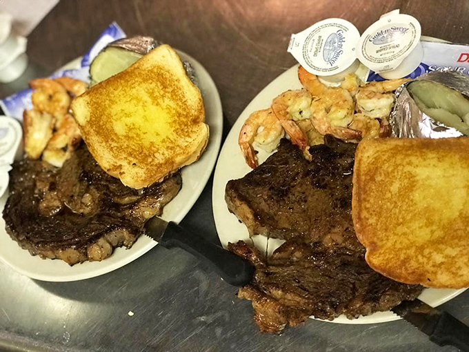 This 12-ounce ribeye isn't just dinner&mdash;it's a religious experience with a side of Texas toast and pickles.