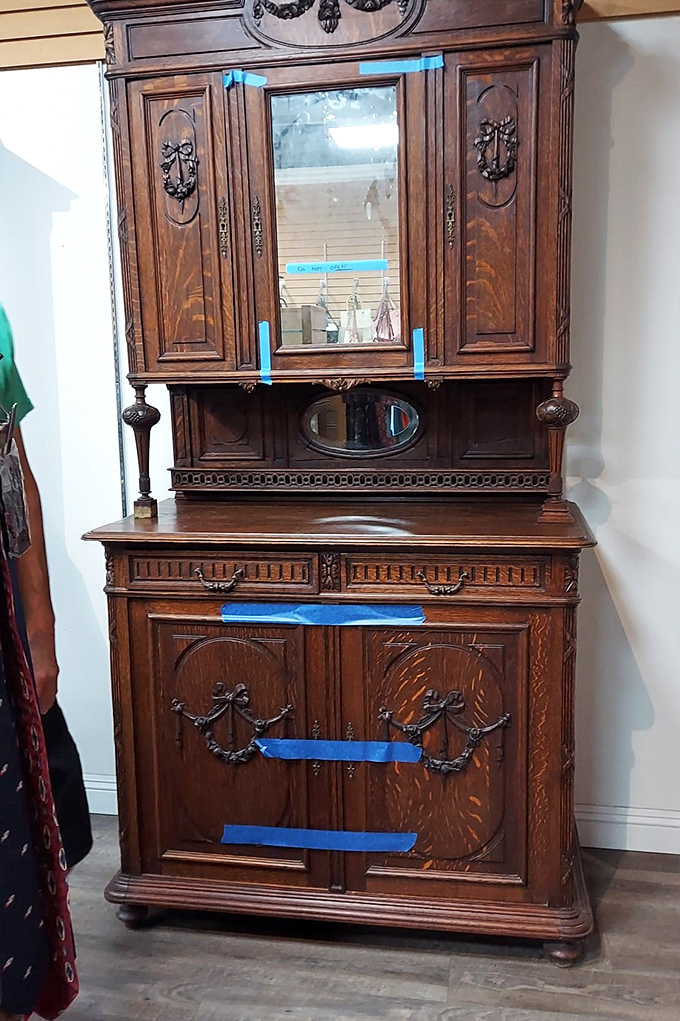 This ornate antique cabinet isn't just furniture&mdash;it's a time machine with drawers, telling stories of dinner parties and family gatherings from another era.