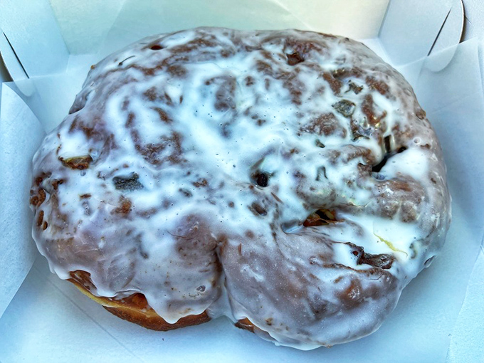 This isn't just an apple fritter—it's edible architecture with a PhD in deliciousness. The glaze alone deserves its own fan club.