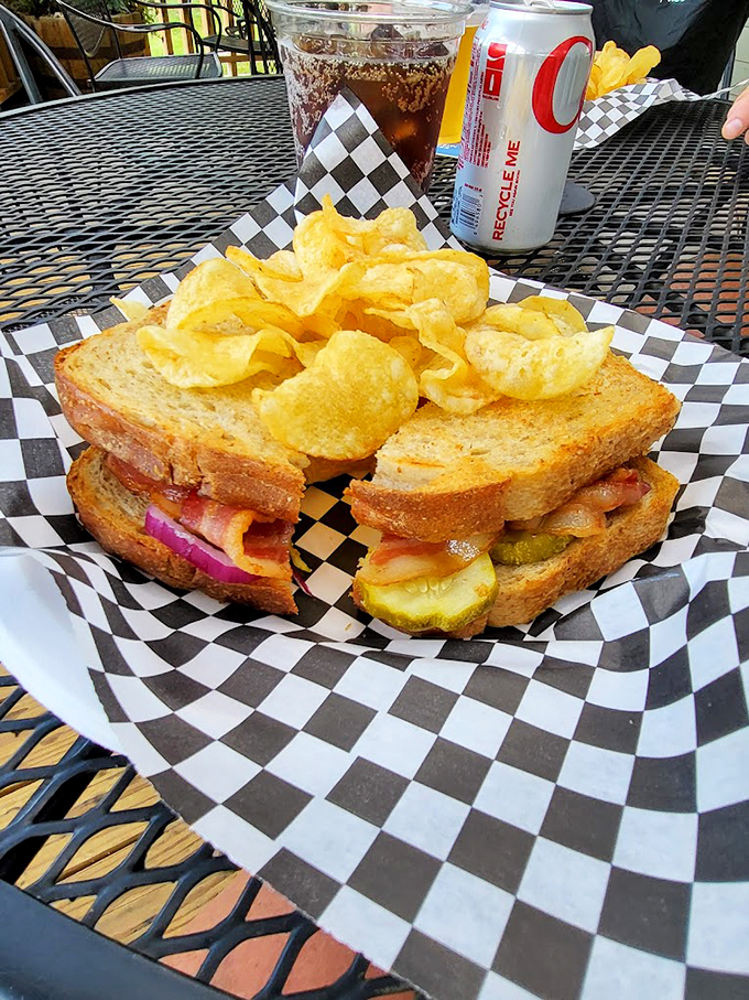 A proper BLT shouldn't need fancy tricks&mdash;just quality ingredients and the right ratio. This beauty delivers with a pickle sidekick and crispy chips.