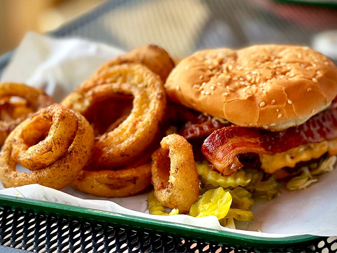This isn't just a burger; it's a masterclass in simplicity. The patty's char speaks volumes while lettuce and bun play supporting roles.