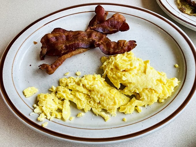 Scrambled eggs and bacon &ndash; breakfast's dynamic duo performing their greatest hits on a plate. Simple perfection needs no autotune.