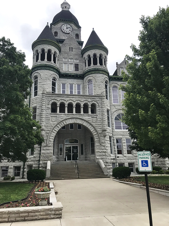 The majestic Jasper County Courthouse stands as Carthage's crown jewel, its limestone towers and turrets looking like they belong in a fairy tale.