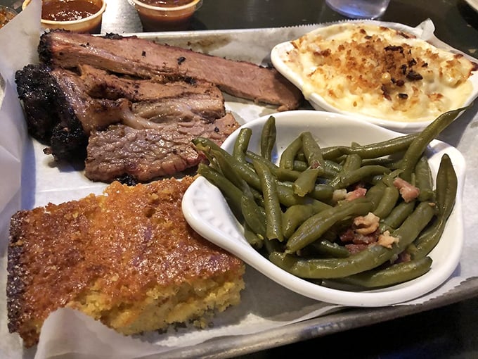 Brisket that doesn't just fall apart&mdash;it surrenders with dignity. Paired with creamy mac and cheese and green beans that actually taste like vegetables should.