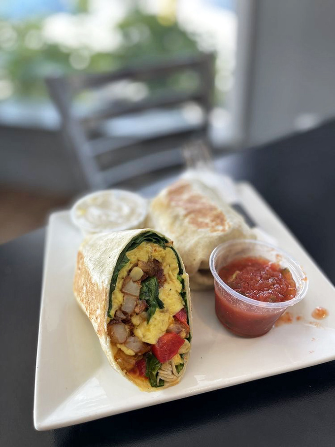 This breakfast burrito doesn't just break the fast&mdash;it demolishes it. Eggs, potatoes, and veggies wrapped in a tortilla tighter than my vacation budget.