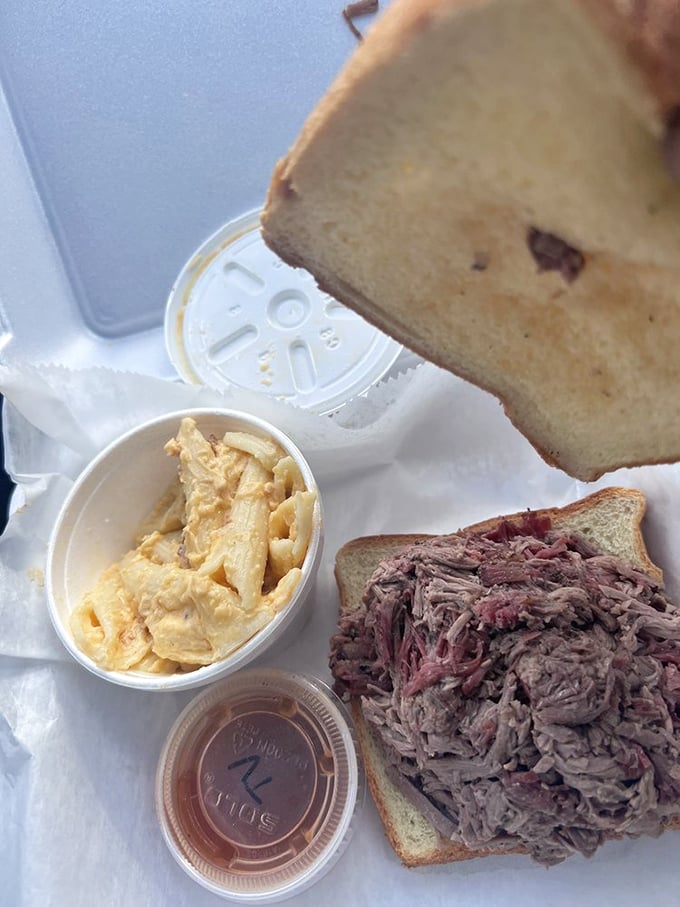 Behold: the simple poetry of perfectly smoked meat on bread. This brisket sandwich might make you tear up like you're watching the end of "Field of Dreams."