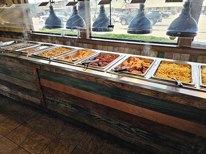 Not all buffets are created equal. This lineup of Louisiana classics stands at attention, ready for your plate's inspection.