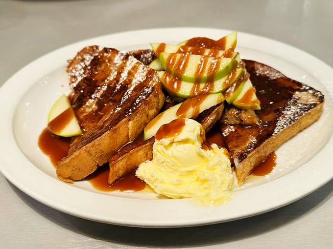 Caramel Apple French Toast that makes you question why anyone would eat cereal again. The apple slices add that "I'm being healthy" illusion.