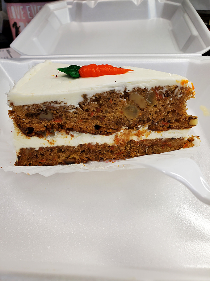 This slice of carrot cake isn't just dessert&mdash;it's an edible masterpiece with that adorable marzipan carrot that's almost too cute to eat. Almost. 