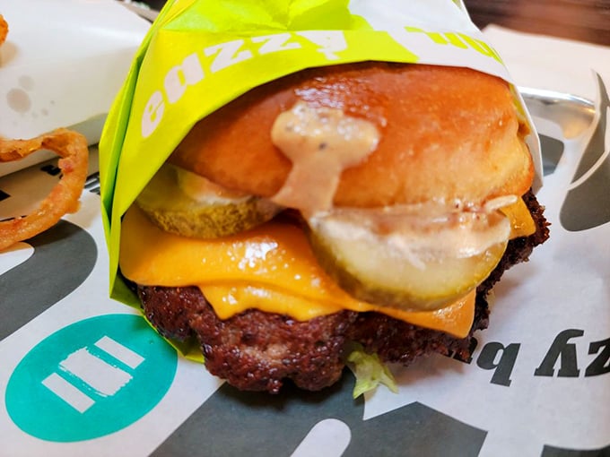 This isn't just a burger&mdash;it's edible architecture. The melty cheese cascading over those perfectly seared edges would make Frank Lloyd Wright weep.
