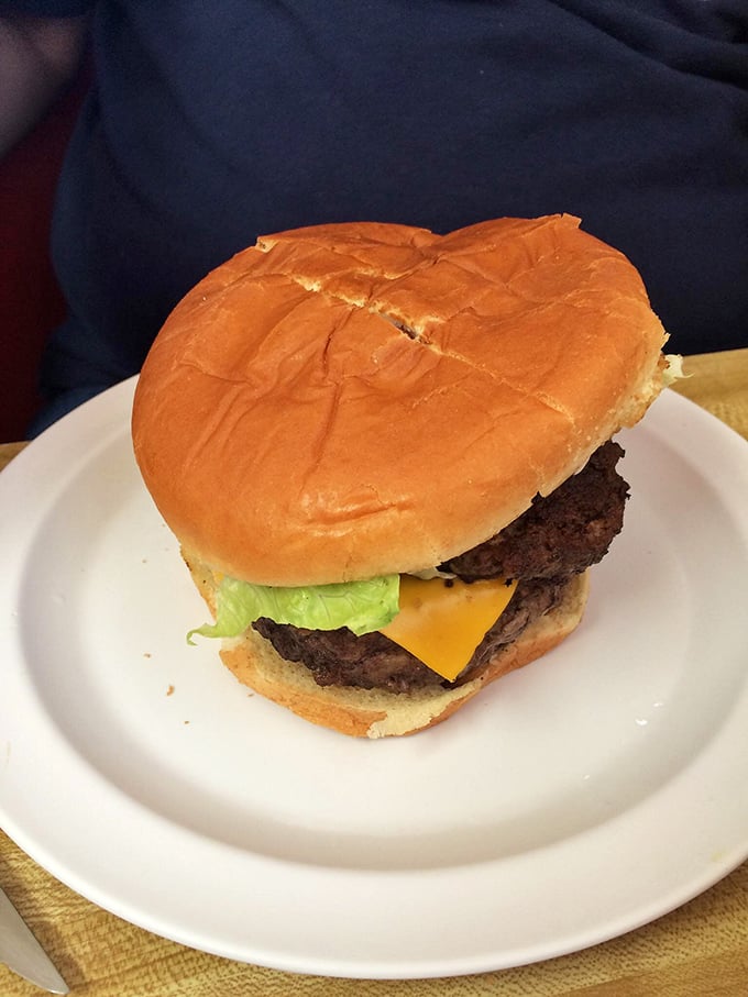 This double cheeseburger isn't trying to win a beauty pageant—it's too busy preparing to win your heart with those hand-formed patties.