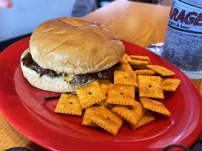 Childhood dreams come true on a red plate. This kid's cheeseburger proves good taste starts young in Fayetteville.