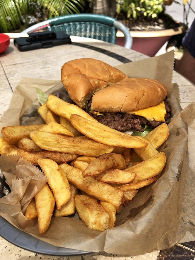 This isn't just a burger &ndash; it's edible nostalgia, served with golden fries that achieve that perfect crisp-outside, fluffy-inside harmony that haunts your dreams.