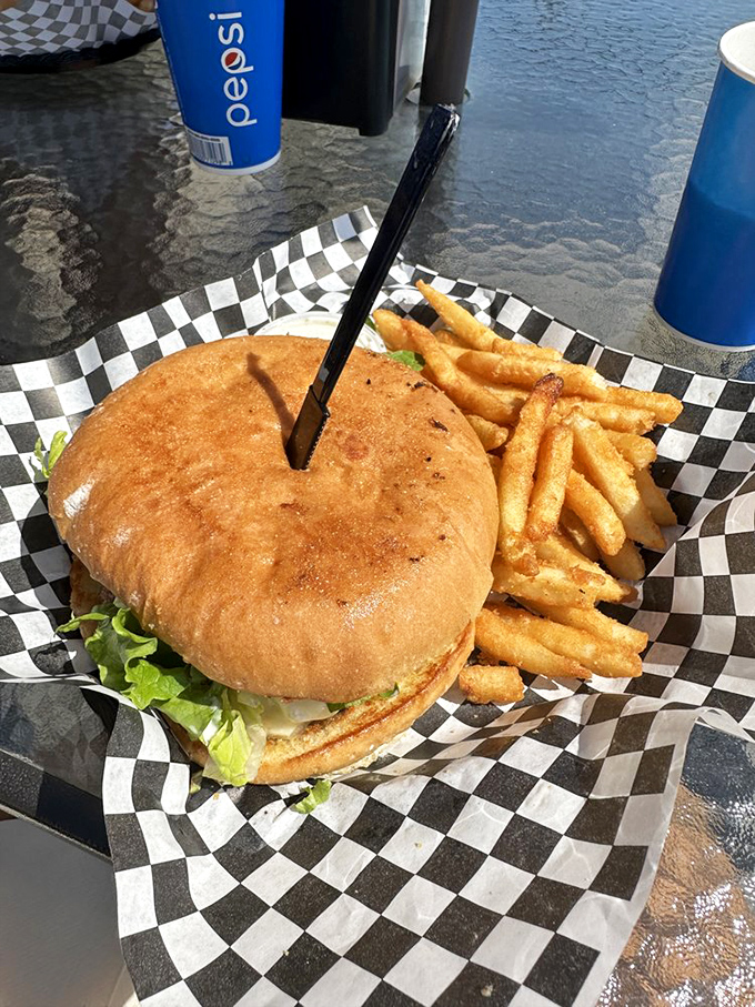 Behold, the burger that launched a thousand road trips. Golden-brown perfection with a side of hand-cut fries that demand respect. 