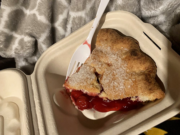This isn't just cherry pie &ndash; it's a ruby-red revelation nestled in a golden crust that would make Agent Cooper bang his fist in approval.