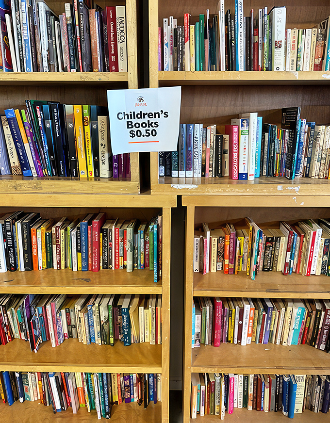 Literary treasures at pocket-change prices. For just fifty cents, your child's next favorite bedtime story is waiting on these well-stocked shelves.