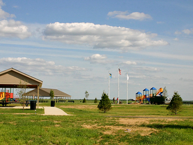 Charles E. Price Memorial Park provides wide open spaces and playground equipment where kids burn energy while parents contemplate the mystery of boundless childhood stamina.