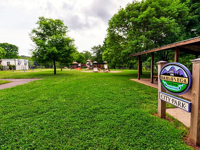 Dahlonega's City Park offers a green respite from treasure hunting, where locals gather for everything from impromptu picnics to planned festivities.