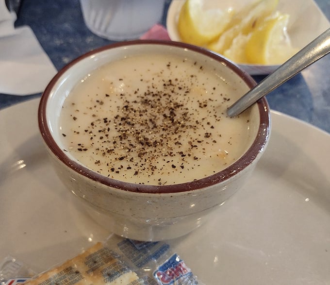 This creamy clam chowder doesn't need a fancy bowl to deliver its comforting warmth&mdash;just a spoon and your undivided attention.