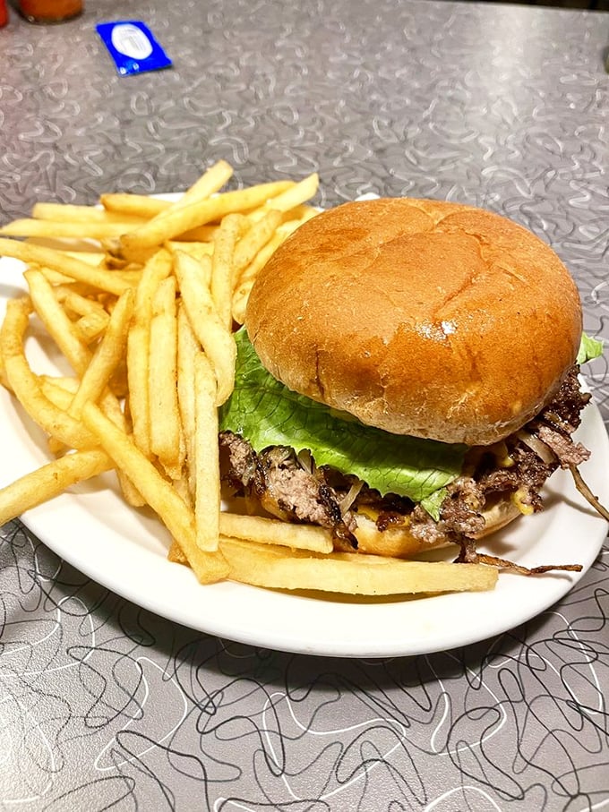 This isn't just a double cheeseburger&mdash;it's edible proof that perfection doesn't require complexity. The crispy-edged patty tells the whole story.