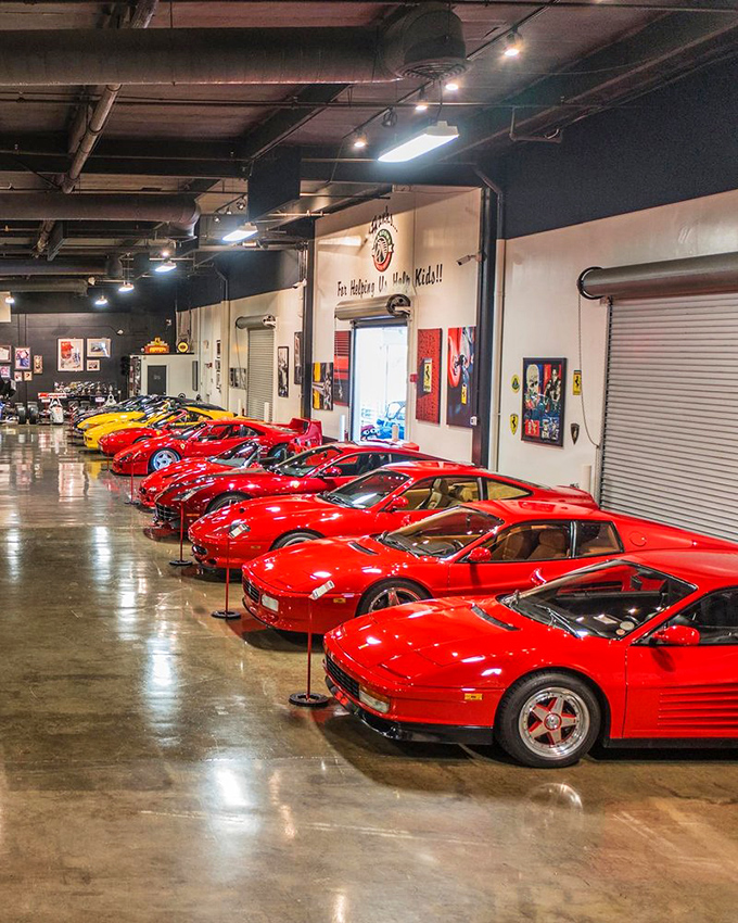 Ferrari Row: where red isn't just a color, it's a lifestyle statement. Each one costs more than most people's houses, but oh, what a garage that would be!