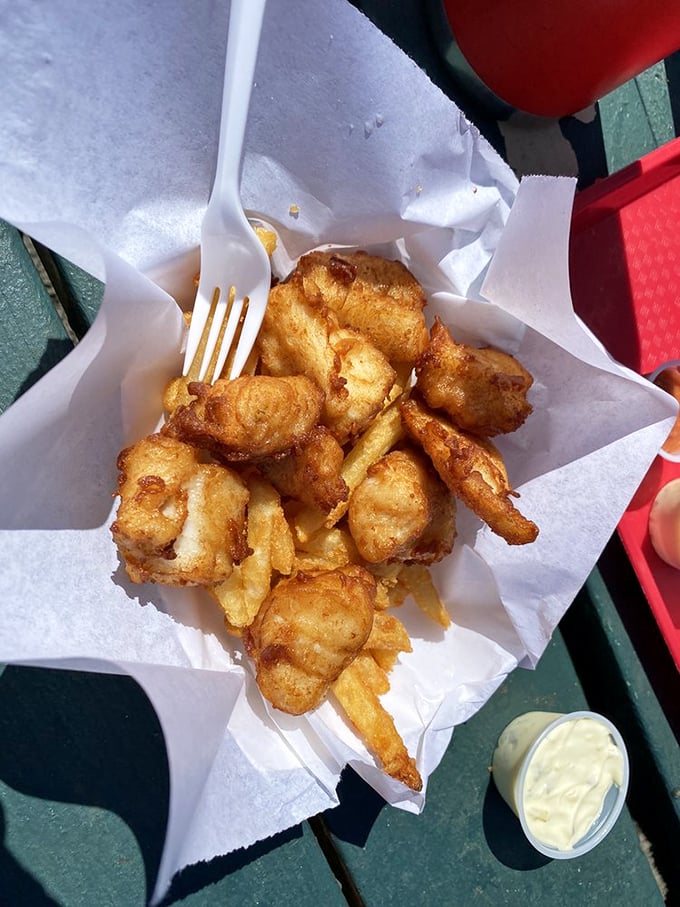 Golden-battered fish nestled beside perfectly crisp fries &ndash; the kind of plate that makes conversation stop mid-sentence.