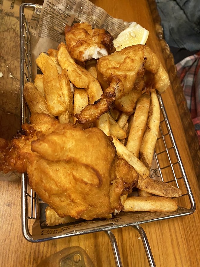 Golden-battered fish so perfectly fried, you might momentarily forget you're in Pennsylvania. The rice pilaf quietly plays the supporting role it was born for.