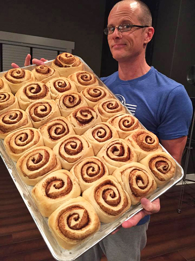 Behold the motherlode! These perfectly spiraled, unbaked cinnamon rolls await their transformation from dough to transcendent experience.
