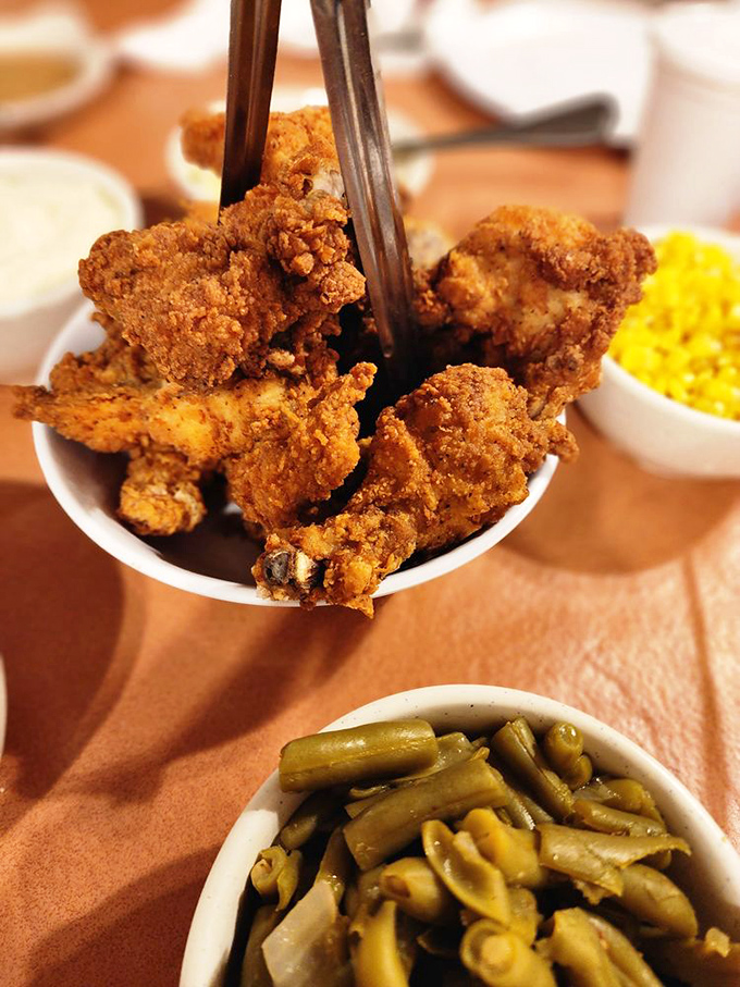 Golden-brown perfection that makes Colonel Sanders look like an amateur. This fried chicken doesn't just set the bar&mdash;it is the bar.