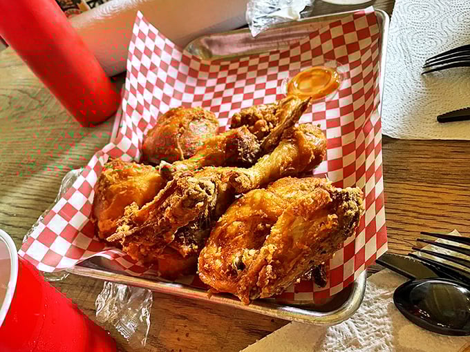 Golden-brown perfection served in a red checkered basket&mdash;this chicken doesn't need fancy plating when it has flavor this magnificent.