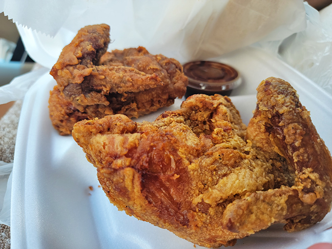 Golden-brown perfection with a crust that shatters like childhood dreams. This chicken doesn't need fancy plating&mdash;it knows exactly how good it is.