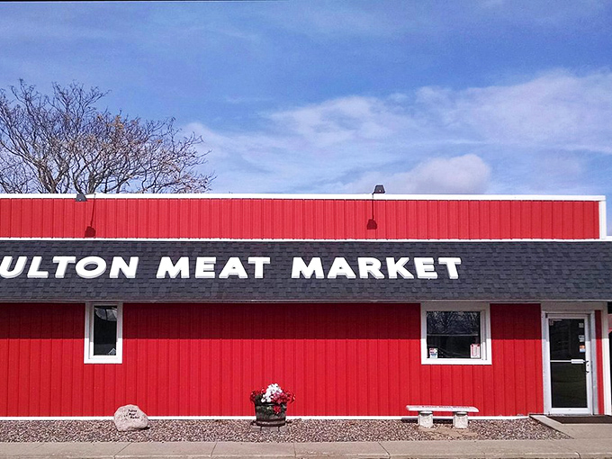 The Fulton Meat Market's fire-engine red exterior promises old-school butchery where "processed" is still considered a dirty word.