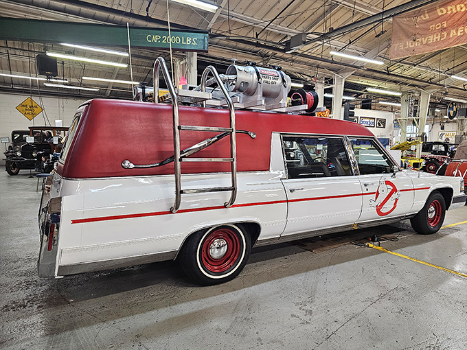 Who ya gonna call? Certainly not AAA if you're cruising in this iconic Ghostbusters Ectomobile. Movie magic meets motoring history.