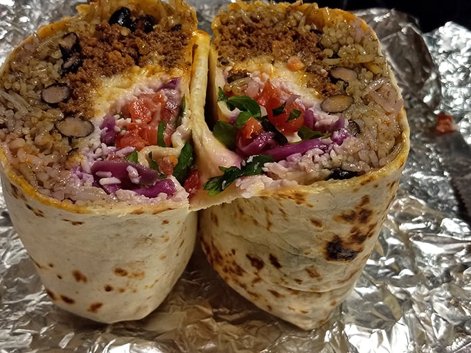 Not just a burrito cross-section&mdash;it's a perfectly engineered layer cake of flavor where every ingredient knows its role and plays it beautifully.