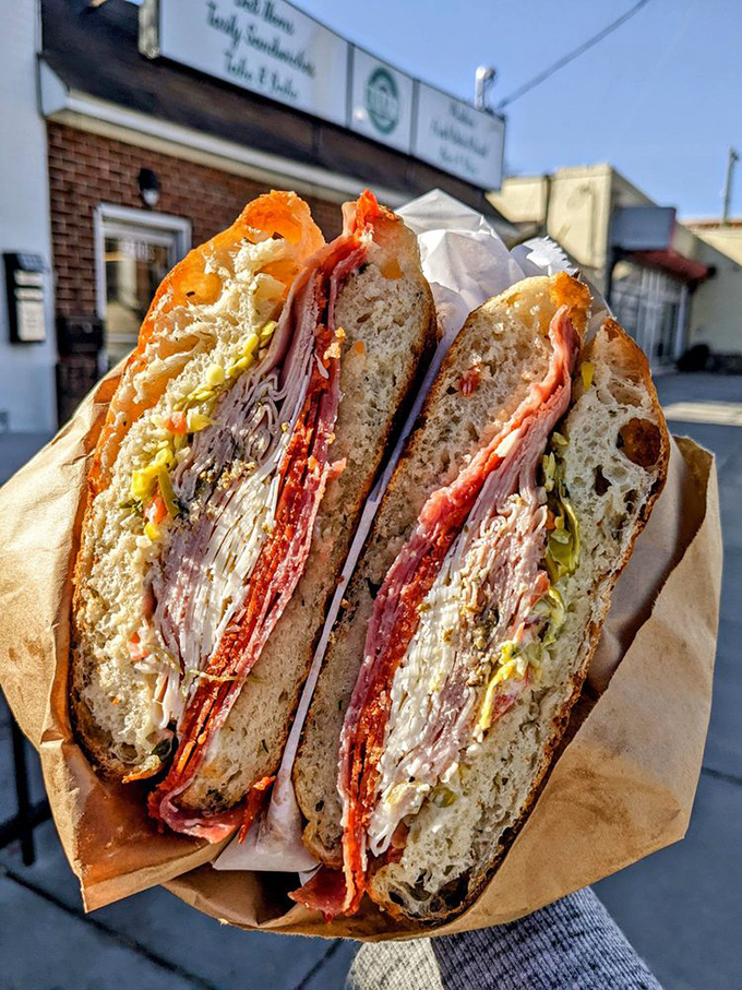 The Italian sandwich in all its layered glory. The stack of meats and cheese tells a more compelling story than most Netflix documentaries.