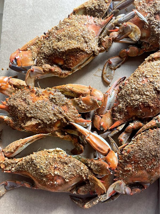 These Old Bay-encrusted jumbo blue crabs aren't just dinner&mdash;they're an interactive experience that rewards patience with sweet, succulent meat worth every crack of the mallet.