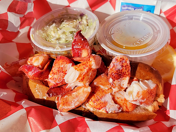 The Connecticut-style lobster roll arrives like a crustacean dream&mdash;warm, buttery, and unapologetically generous in a perfectly toasted split-top bun.