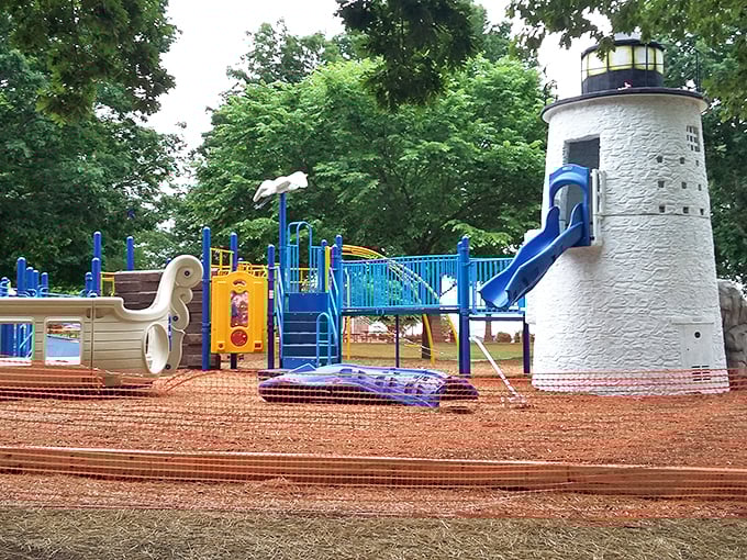 Who says playgrounds can't be educational? This lighthouse-themed play area lets kids climb while parents enjoy waterfront views.